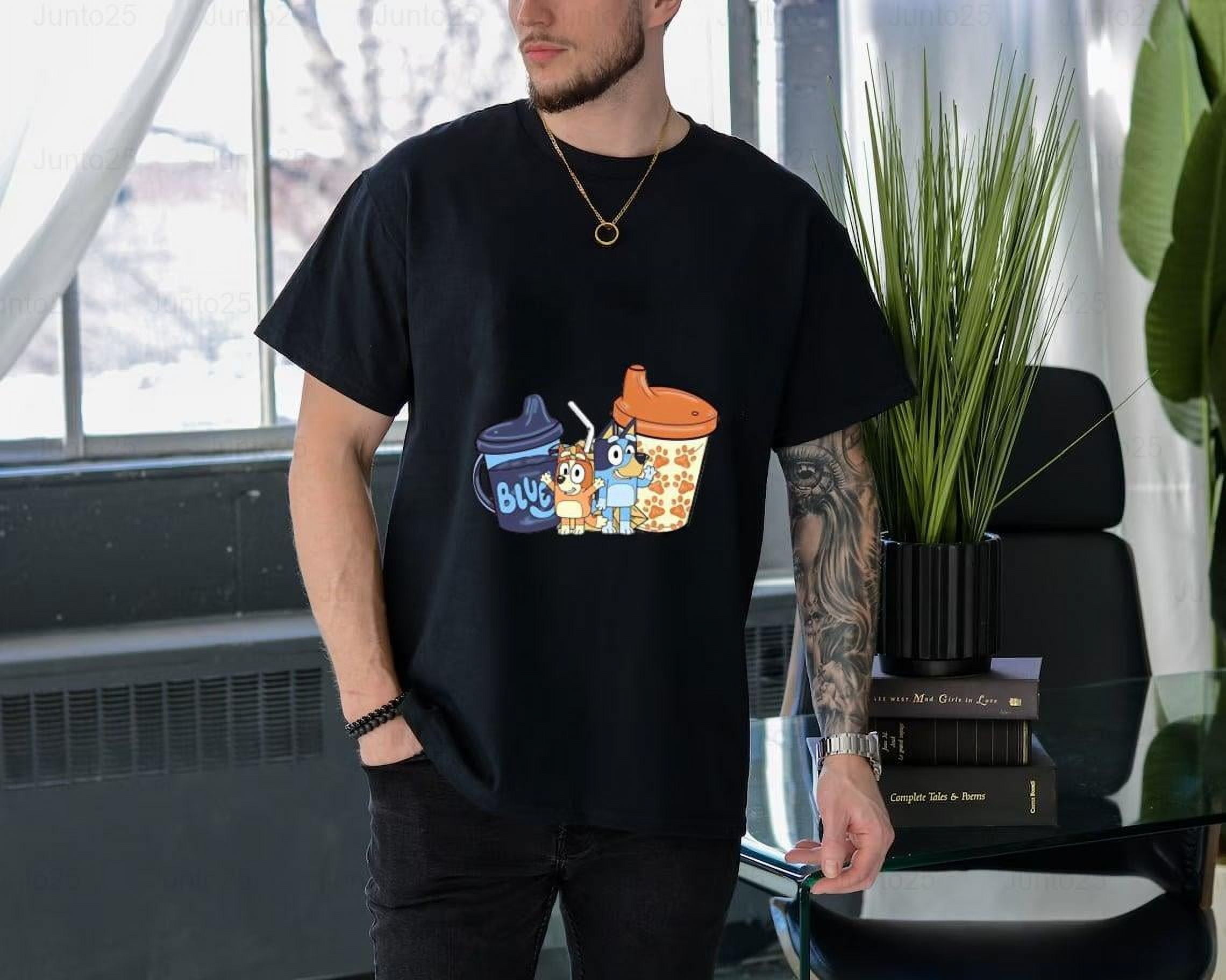 Bluey And Bingo T-shirt Milk Bottle Graphic in Cute Cartoon, for men ...