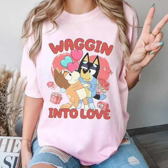 Bluey And Bingo Valentine Couple T-Shirt, Bluey Mum Dad Shirt, Bandit ...