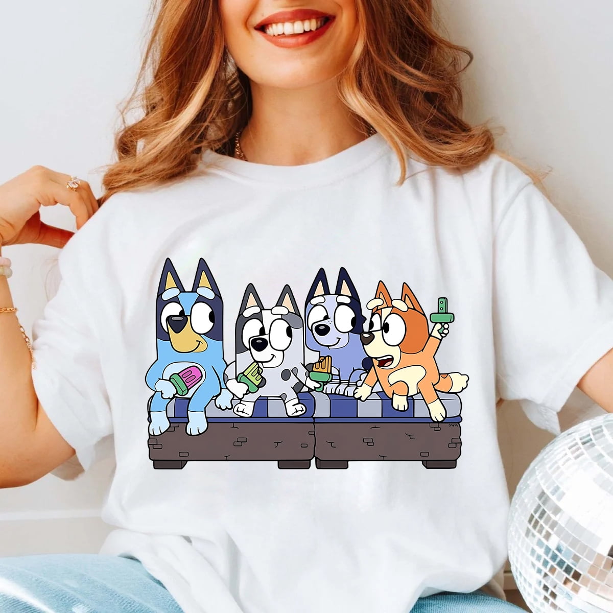 Bluey And Friends Party Cartoon Characters T-Shirt Shirt, Size Xl, Tee ...