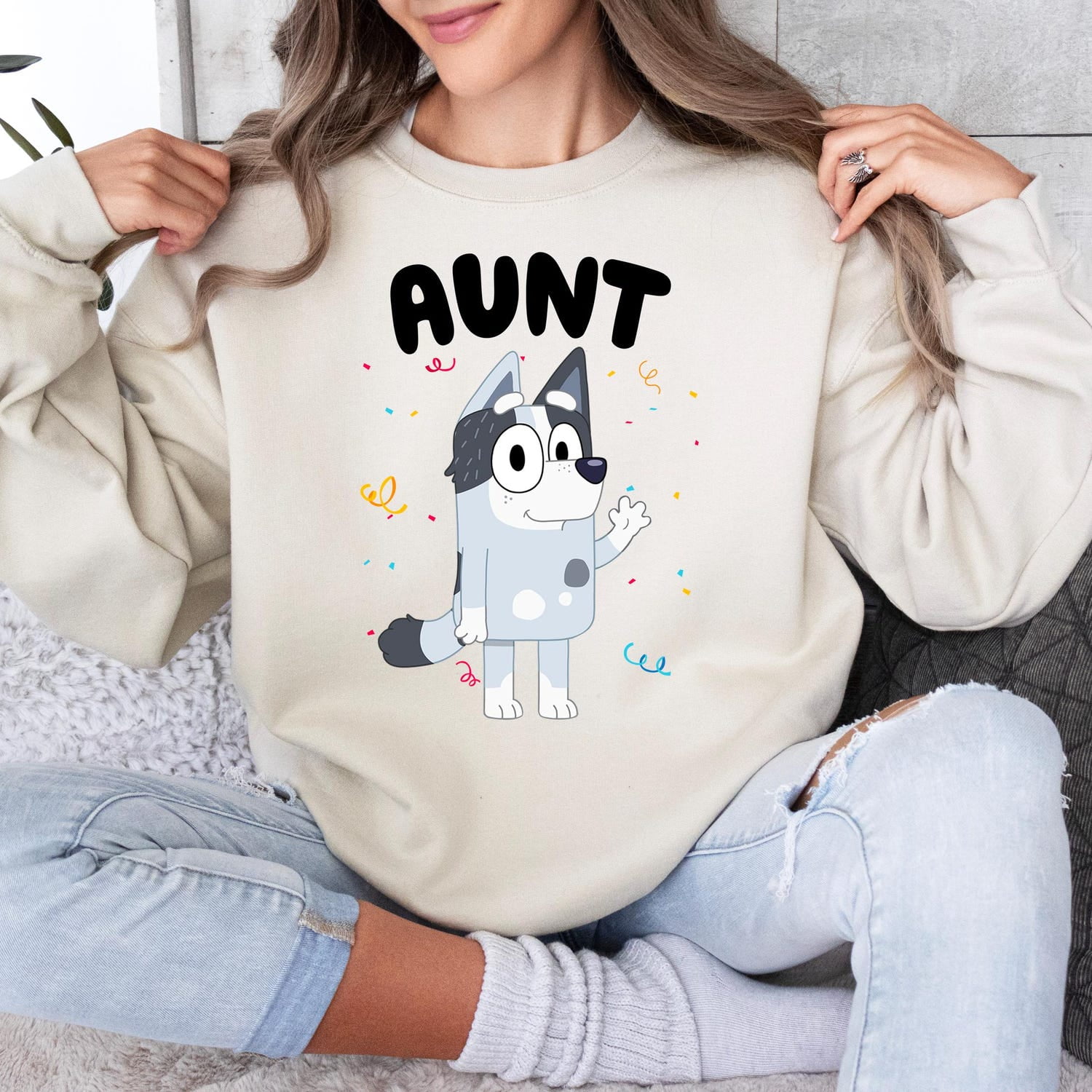 Bluey Aunt Sweatshirt, Family Sweatshirt, Birthday Party Hoodie ...