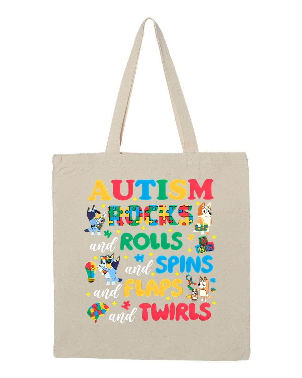 Bluey Autism Rocks Tote Bag Puzzle Awareness in Bold Style V1130138 ...