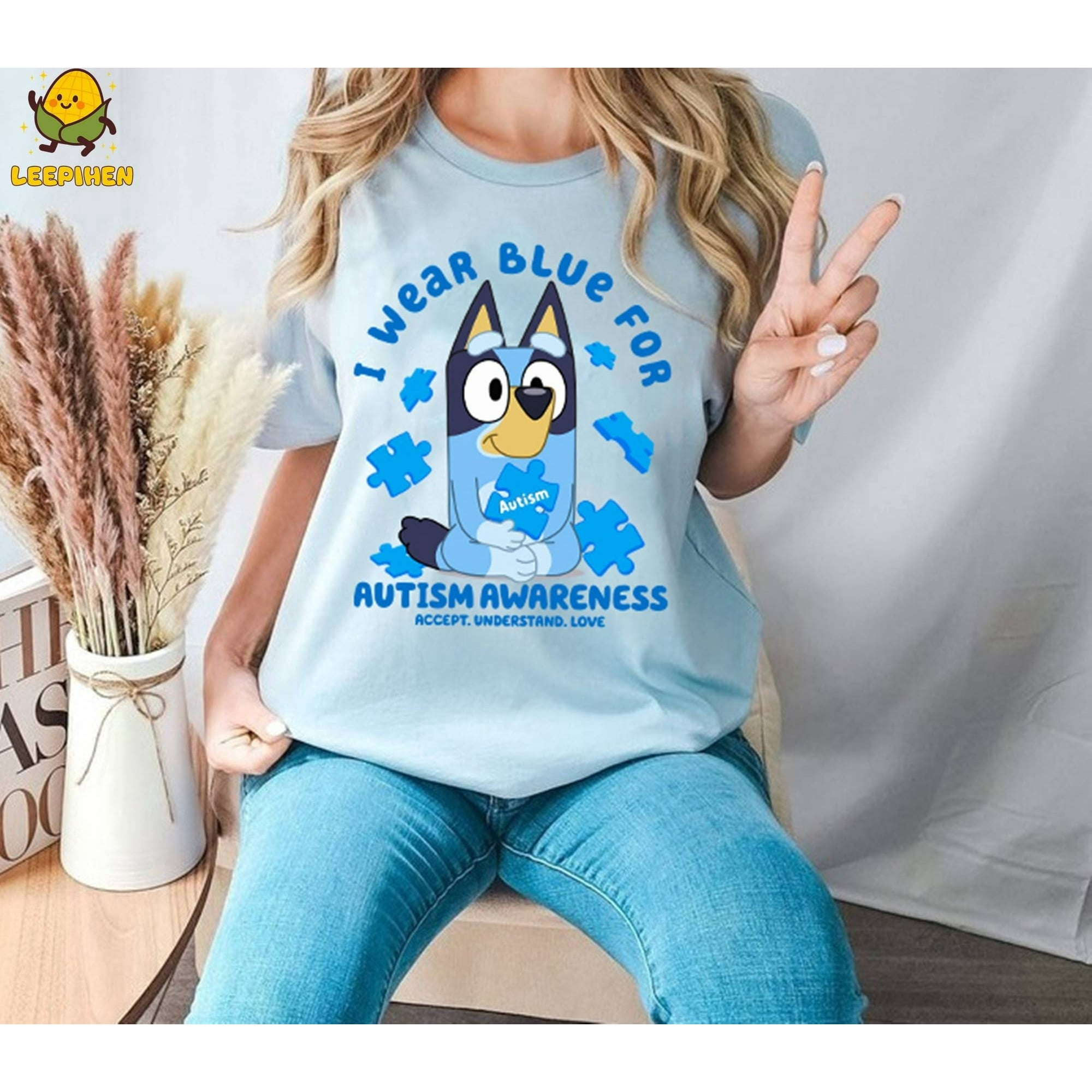 Bluey Autism Shirt, Bluey I Wear Blue For Autism Awareness, Bluey Mom ...