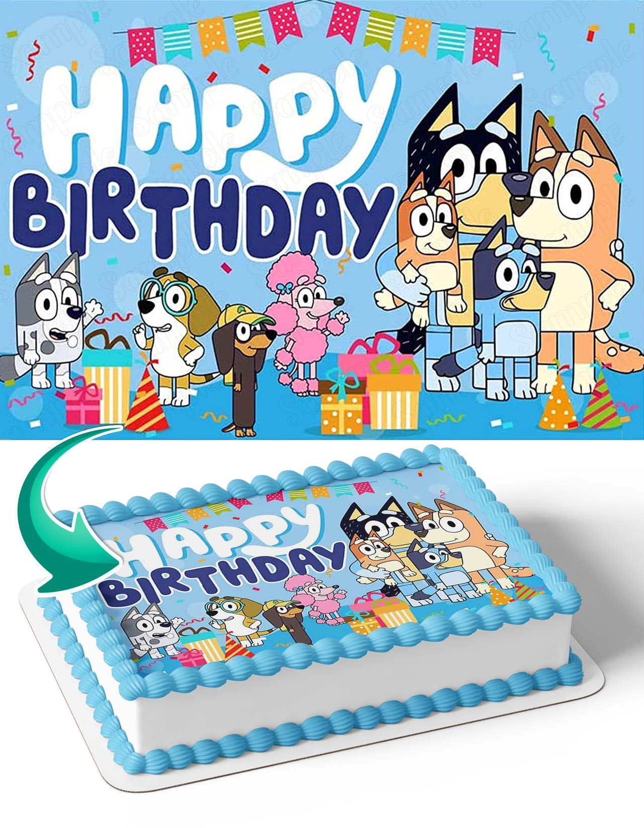 Bluey BL Edible Image Cake Topper Personalized Birthday Sheet Decal ...