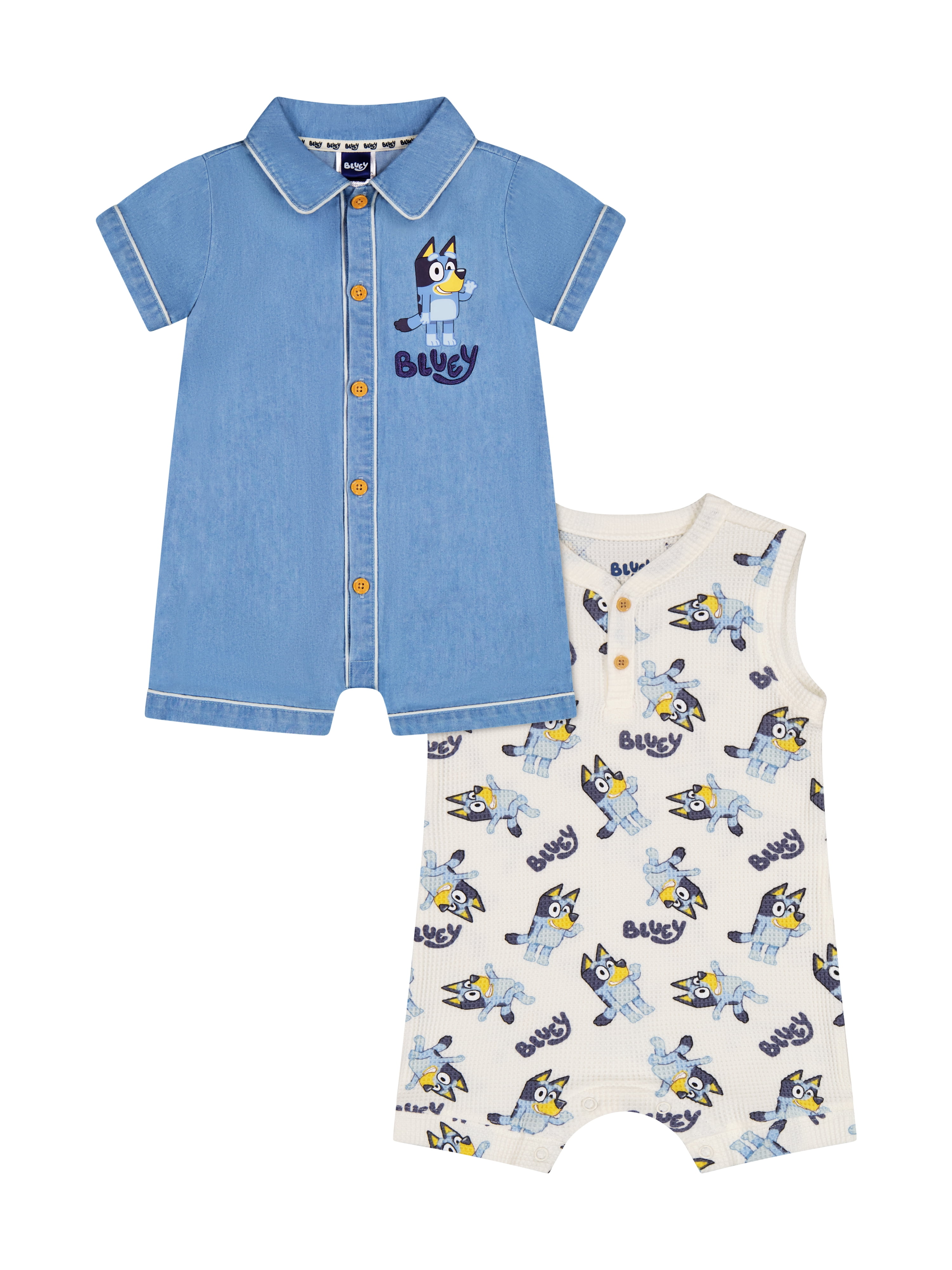 Bluey Baby Boy Rompers 2 Pack, Sizes 0/3-24 Months, Comfortable ...