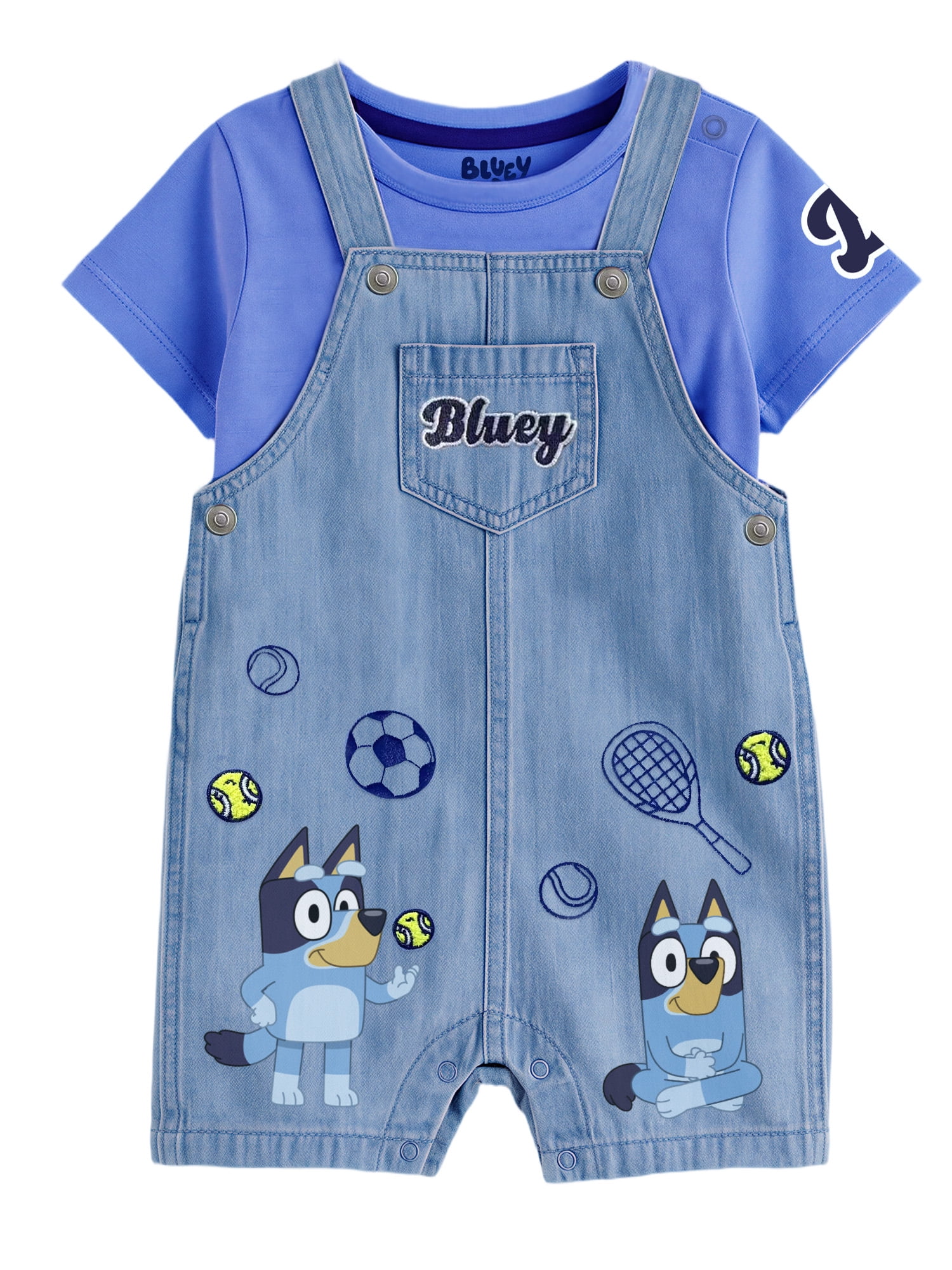 Bluey Baby Boy 2 Piece Shortall Set, Sizes 0-24 Months - Walmart.com