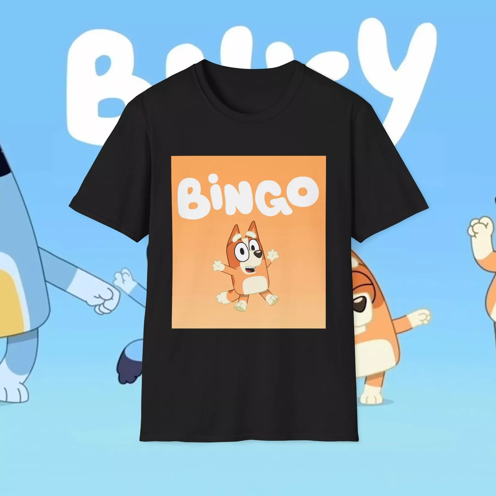 Bluey Bandit Bingo Chilli Softstyle T-Shirt, Bluey Fans, Unisex S-5Xl ...