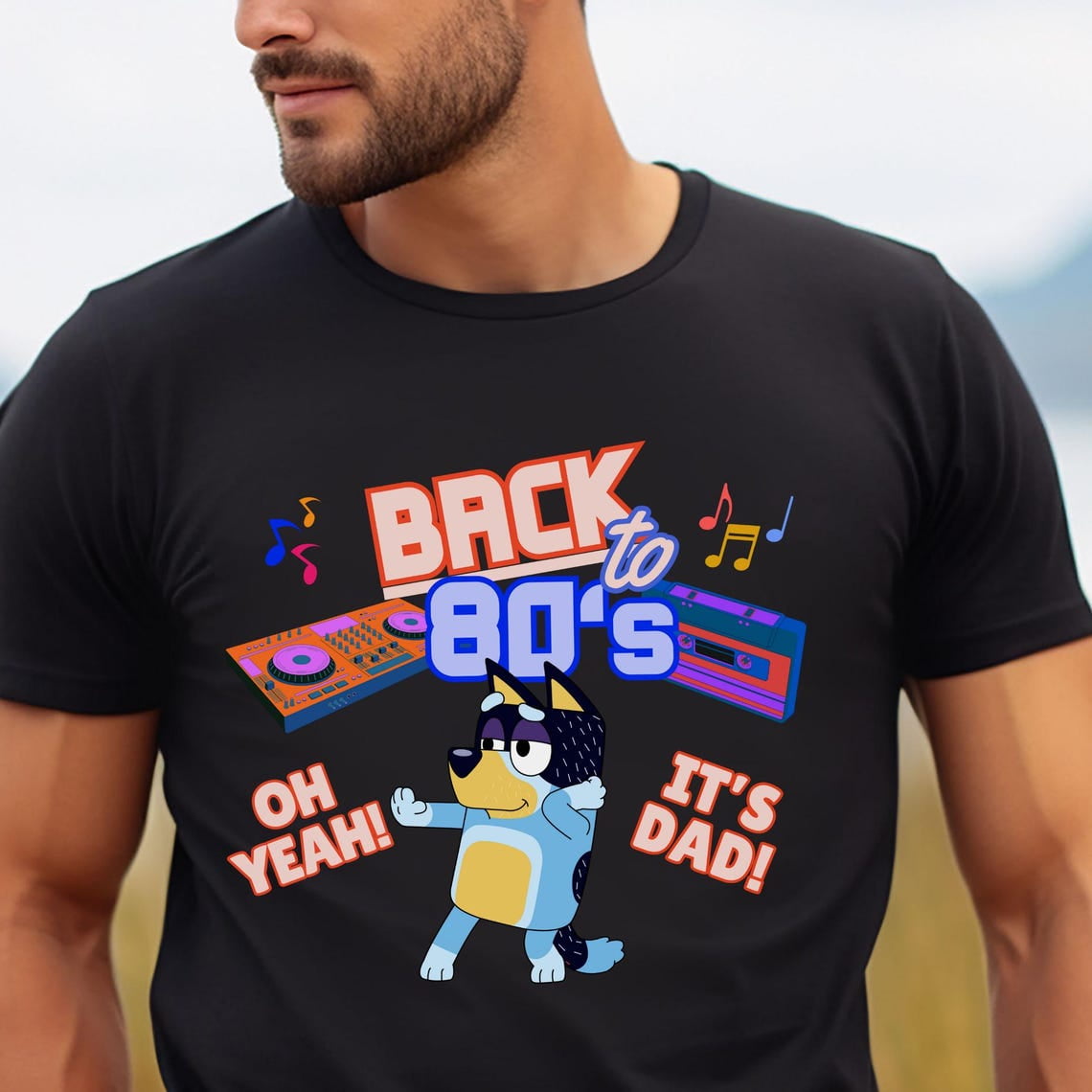 Bluey Bandit Heeler Back To The 80'S Retro T-Shirt, Bluey Bandit Tee ...