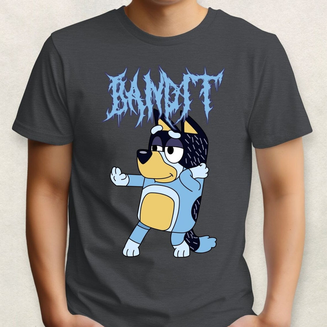 Bluey Bandit Metal Shirt, Bluey, Black Metal, Goth Disney, Deathmetal ...