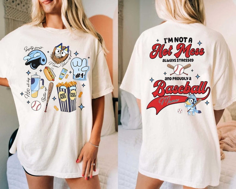 Bluey BaseBall Mama Two Sides Shirt, Bluey Family Matching Shirt, Bluey ...