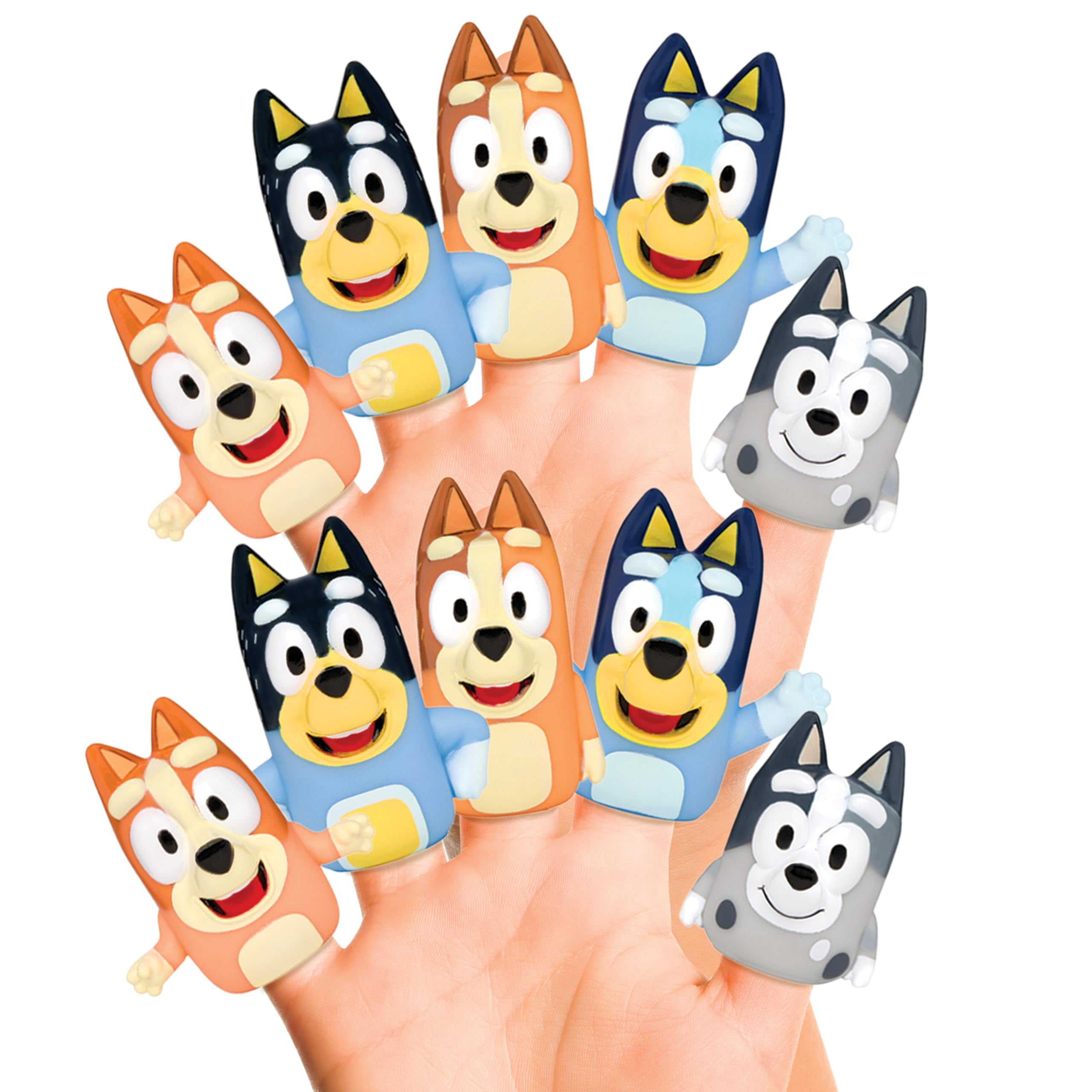 Bluey Bath Finger Puppets, 10 Pc - Party Favors, Educational, Bath Toys ...