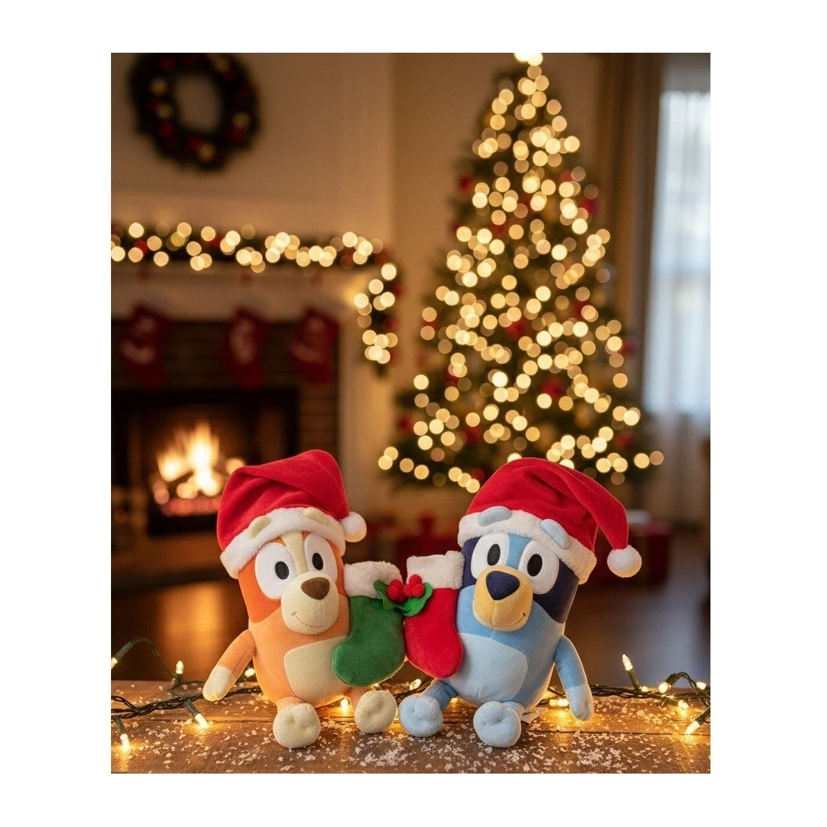 Bluey & Bingo 16" Christmas Plush Set Santa Hat Stockings Holiday ...