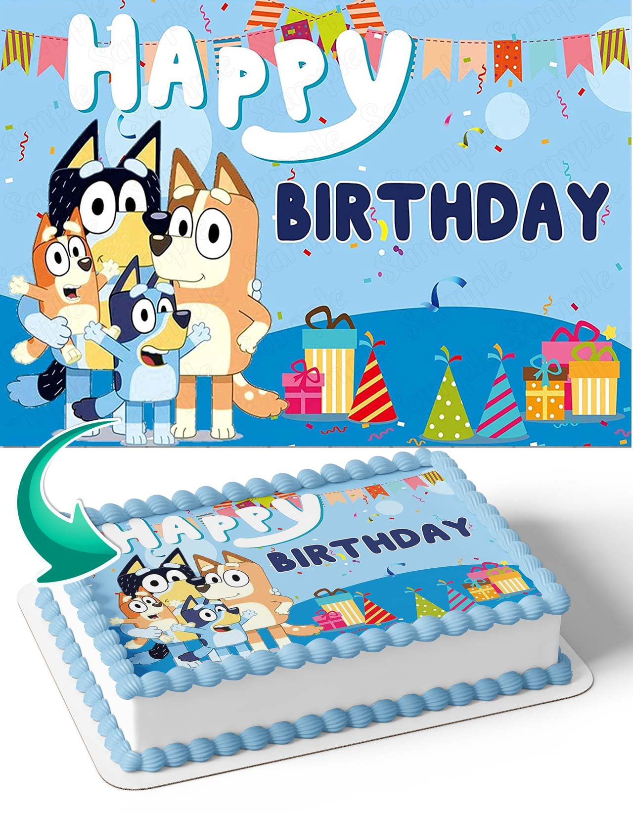 Bluey Bingo BB Edible Image Cake Topper Personalized Birthday Sheet ...