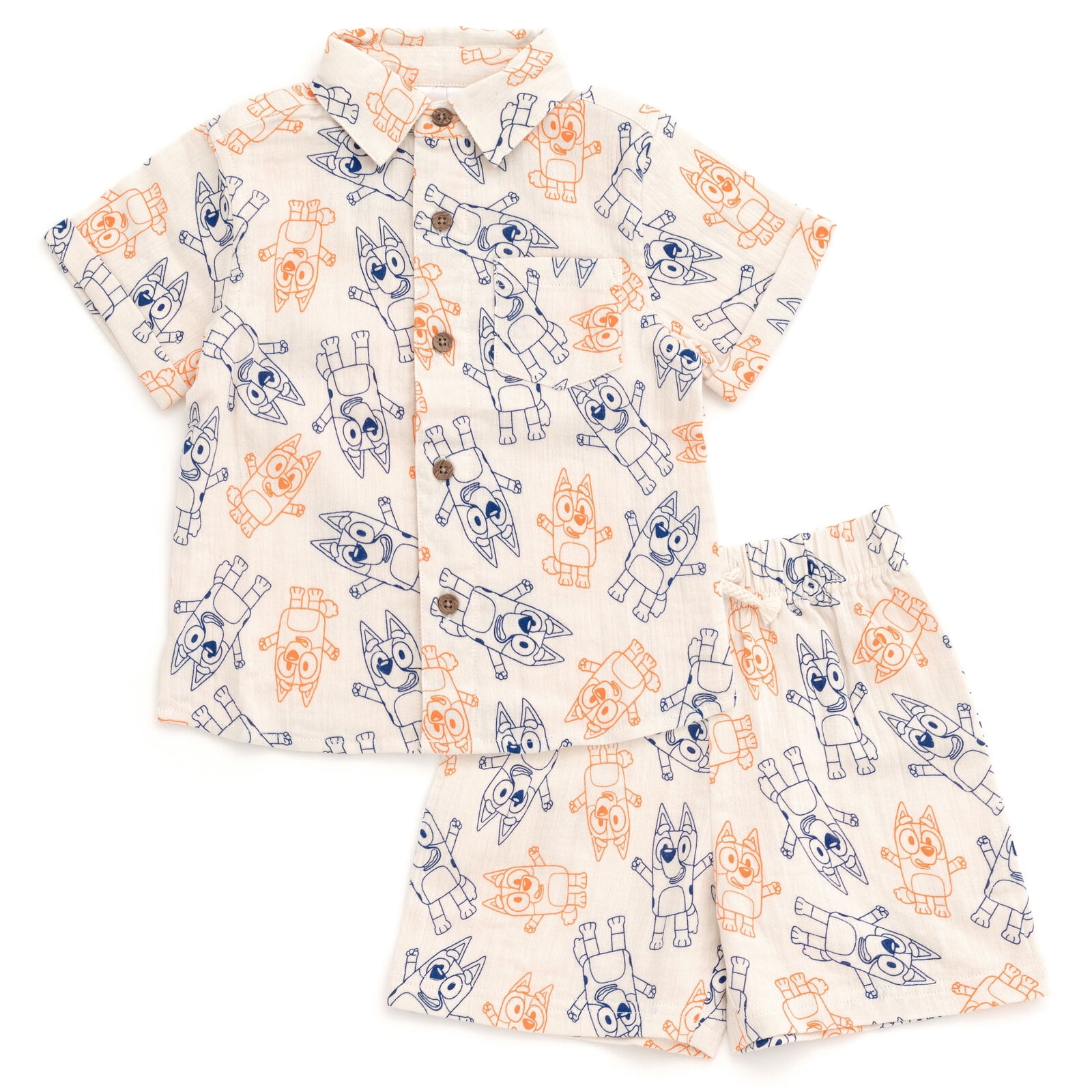 Bluey Bingo Cotton Gauze Matching Family Button Down Shirt and Shorts ...