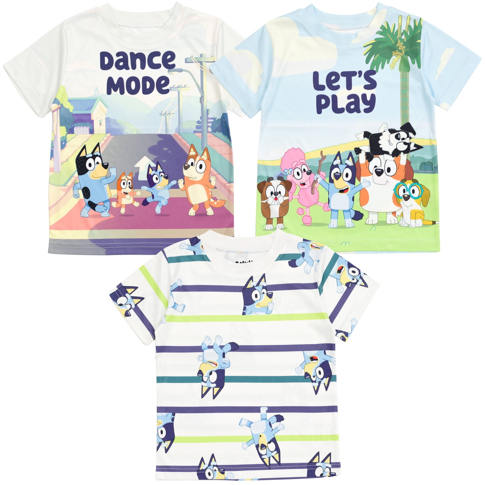Bluey Little Boys Athletic T-Shirts, Multicolor, 3-Pack, Crew Neck ...