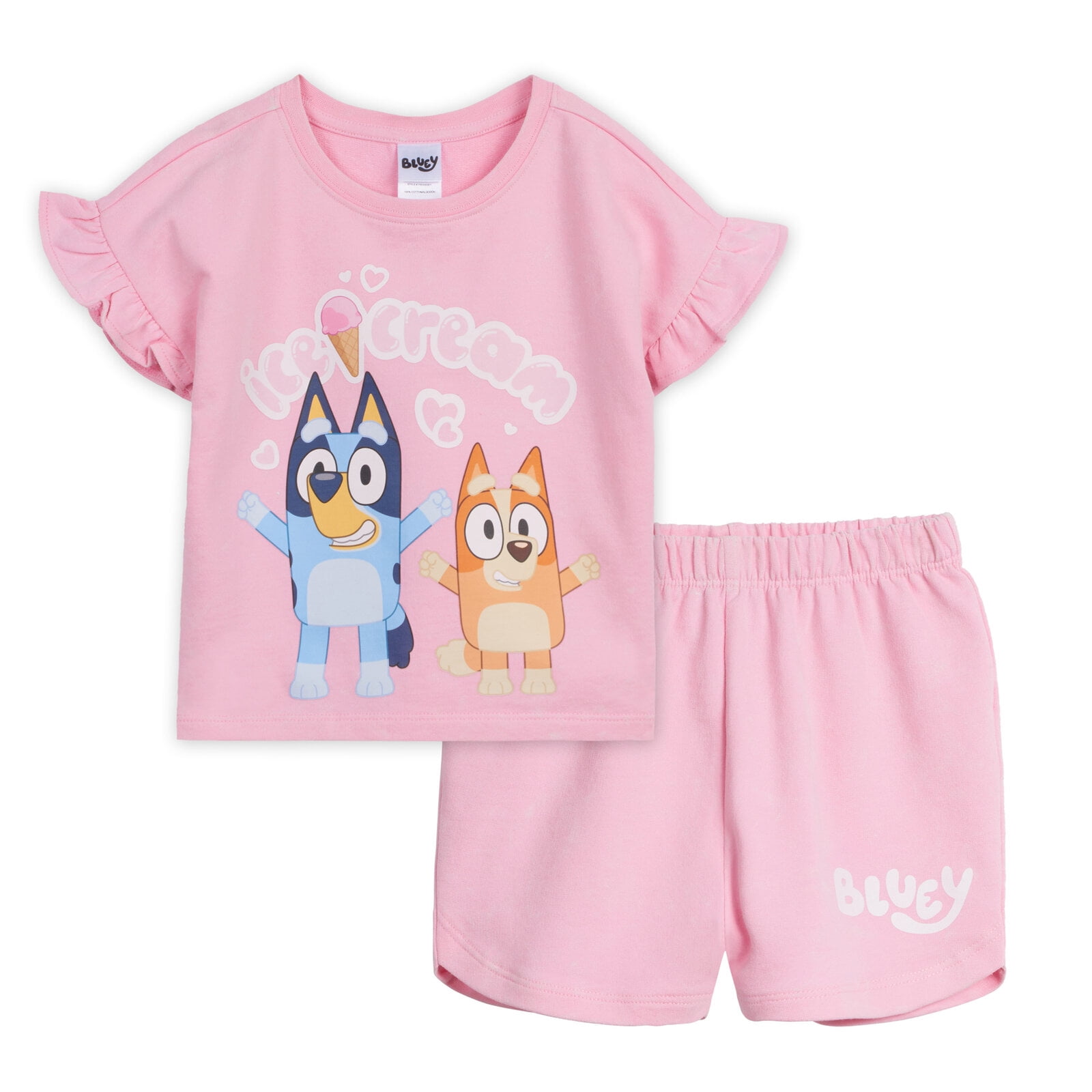 Bluey Bingo French Terry T-Shirt and Shorts Outfit Set Toddler to Big ...