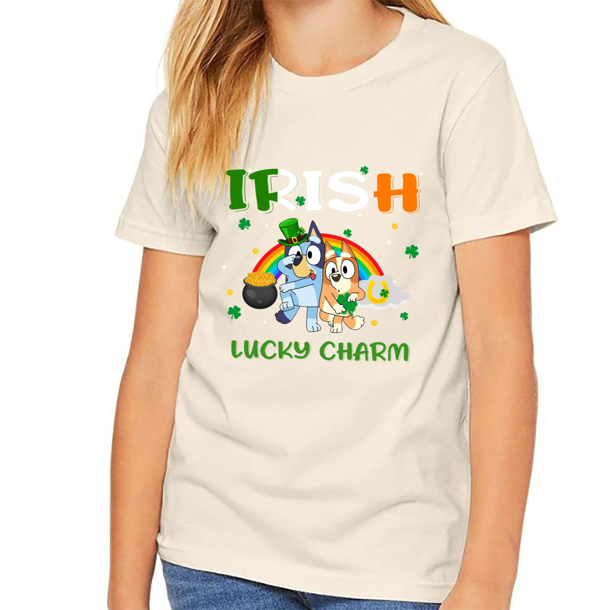 Bluey Bingo Irish Lucky Charm Youth Tee Bluey Happy St. Patrick'S Day ...