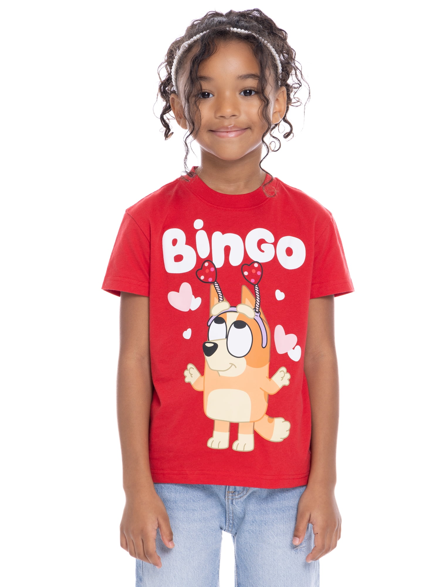 Bluey Bingo Kids Family Valentine's Day Short Sleeve T-Shirt, Sizes 4-16 - Walmart.com