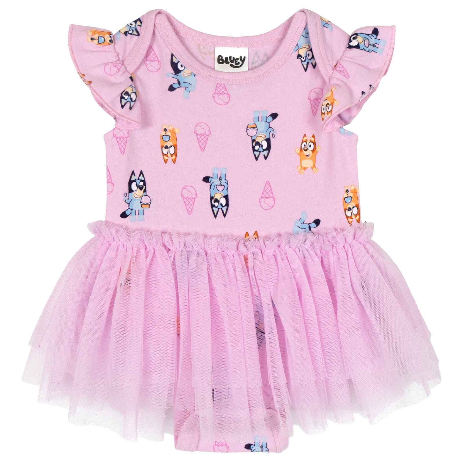 Bluey Bingo Ruffle Mesh Bodysuit Dress Newborn to Infant - Walmart.com