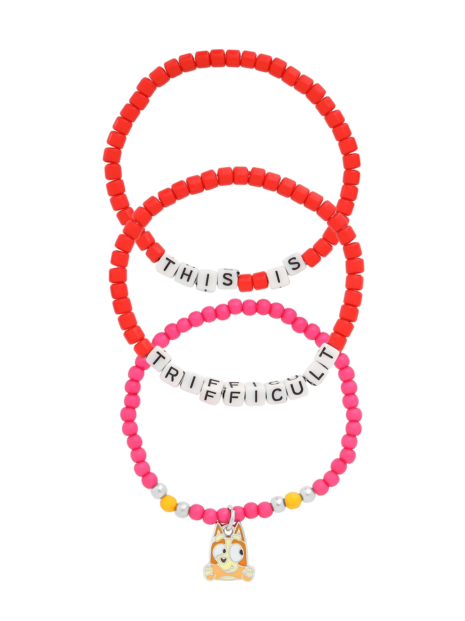 Bluey Bingo "This is Trifficult" Stretch Bracelet Set, 3pc - Walmart.com