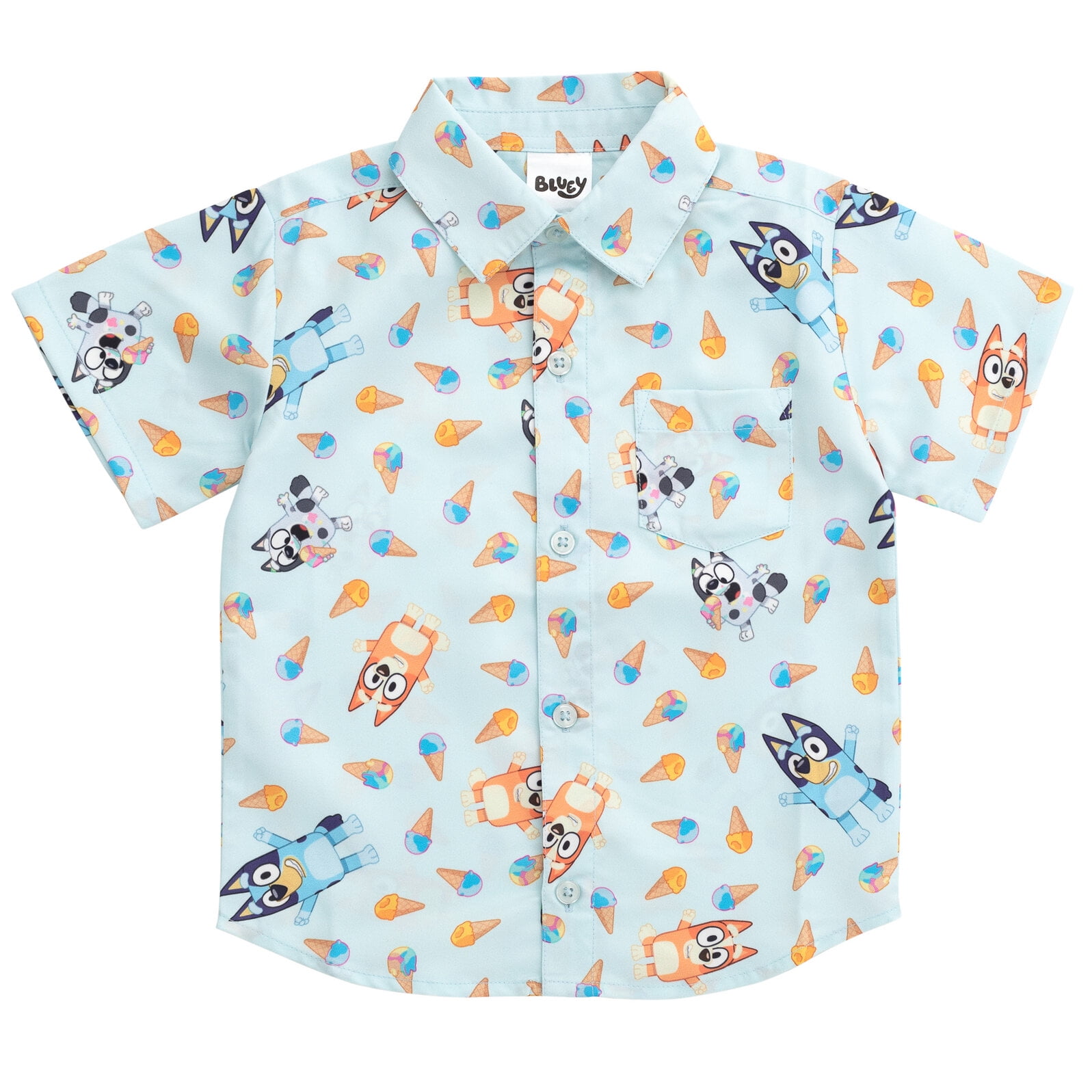 Bluey Bingo Kids Apparel: Toddler Boys Hawaiian Button Down Dress Shirt ...