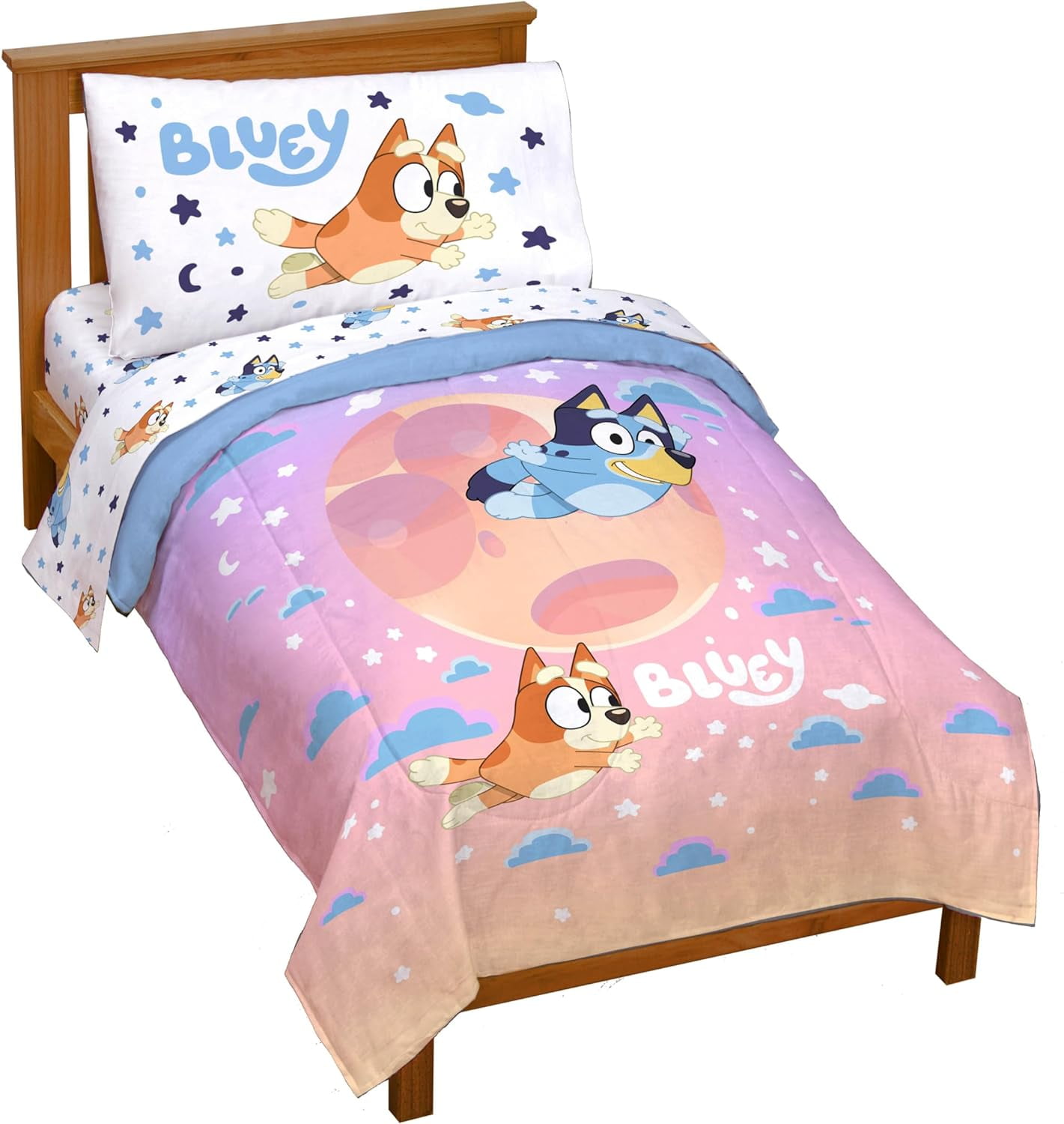 Bluey & Bingo Toddler Comforter Set - 4 Piece Bed Set Includes Sheet ...