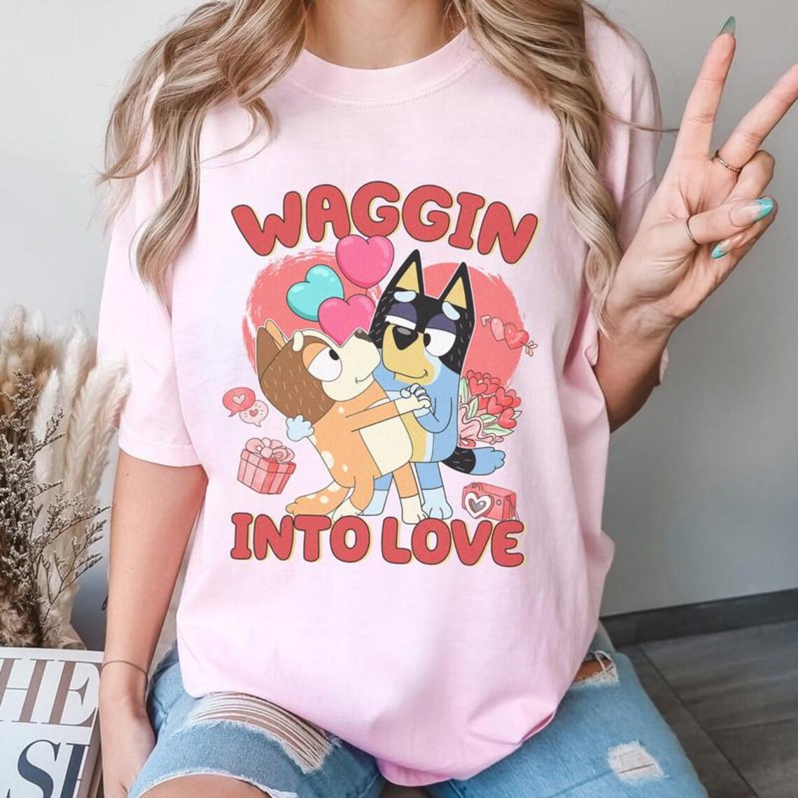 Bluey And Bingo Valentine Couple T-Shirt, Bluey Mum Dad Shirt, Bandit ...