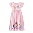 Bluey, Bingo and Family Toddler Girl's Pink Satinet and Tulle Nightgown ...