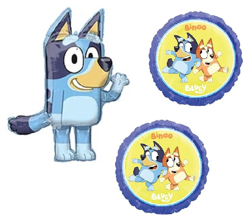 Bluey Birthday Party Bingo Blue Heeler Dog Puppy 3 Piece Mylar Balloons ...
