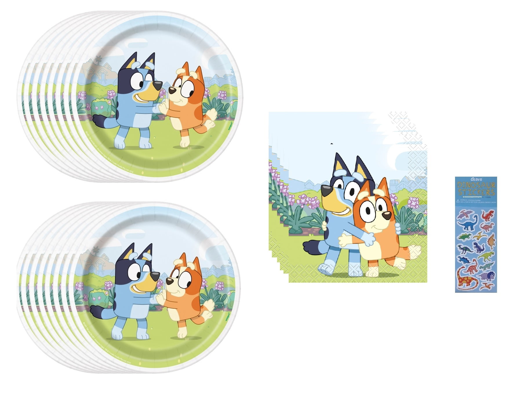 Bluey Themed Birthday Party Supplies - 16 Dessert Cake Paper Plates ...