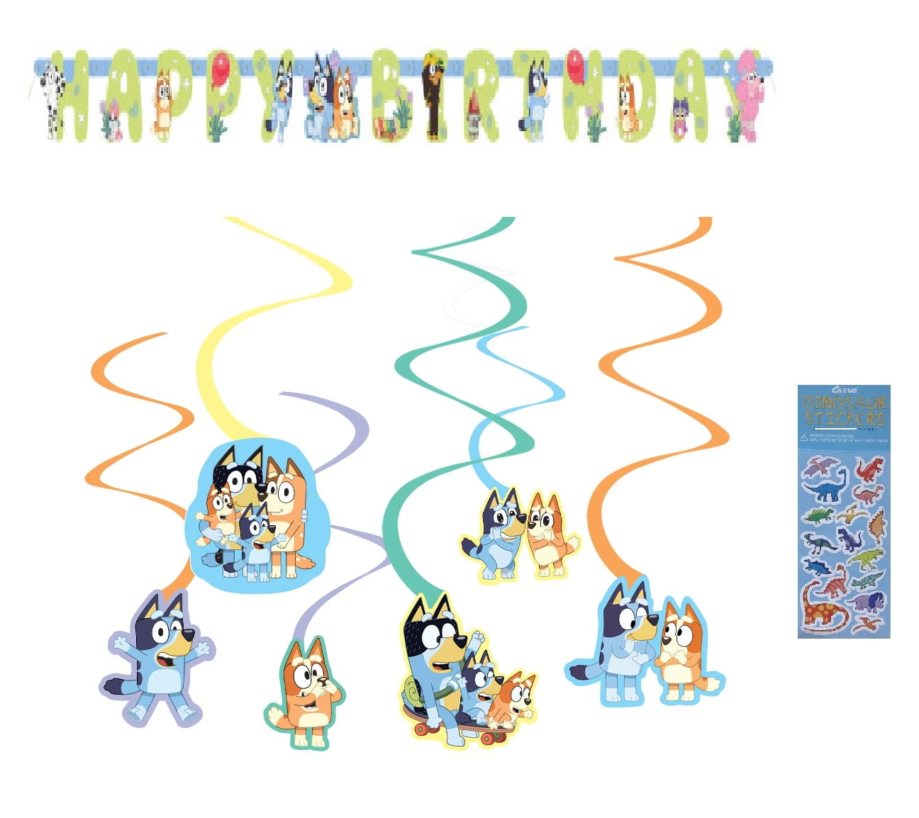 Bluey Birthday Party Supplies Bundle includes 1 Happy Birthday Banner ...