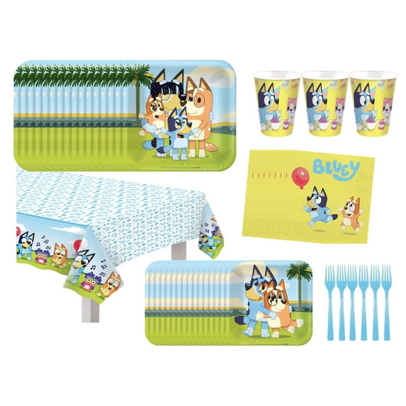 Bluey Themed Birthday Party Supplies Set - Tableware, Cake Plates, Cups ...