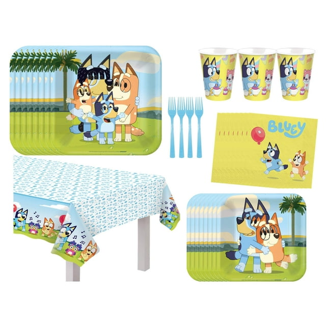 Bluey Themed Birthday Party Supplies Set - Tableware, Cake Plates, Cups ...
