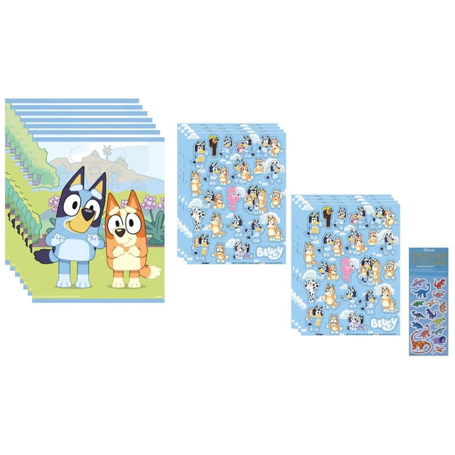 Bluey Kids Birthday Party Favor Bundle: 8 Goodie Loot Bags, 184 ...