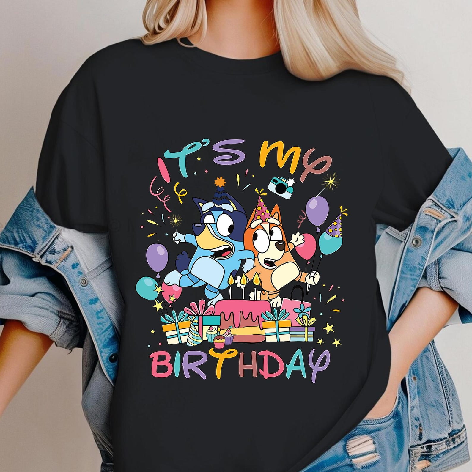 Bluey Birthday T Shirt,Ash Grey color,size S - Walmart.com