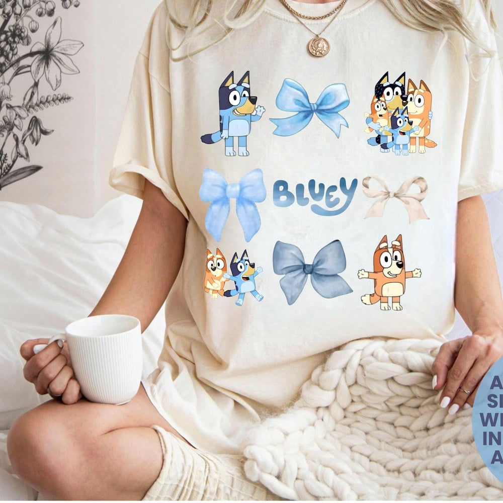 Bluey Blue Dog Coquette Shirt/Cute Mum Shirts/Blue Dog Shirt/ - Walmart.com