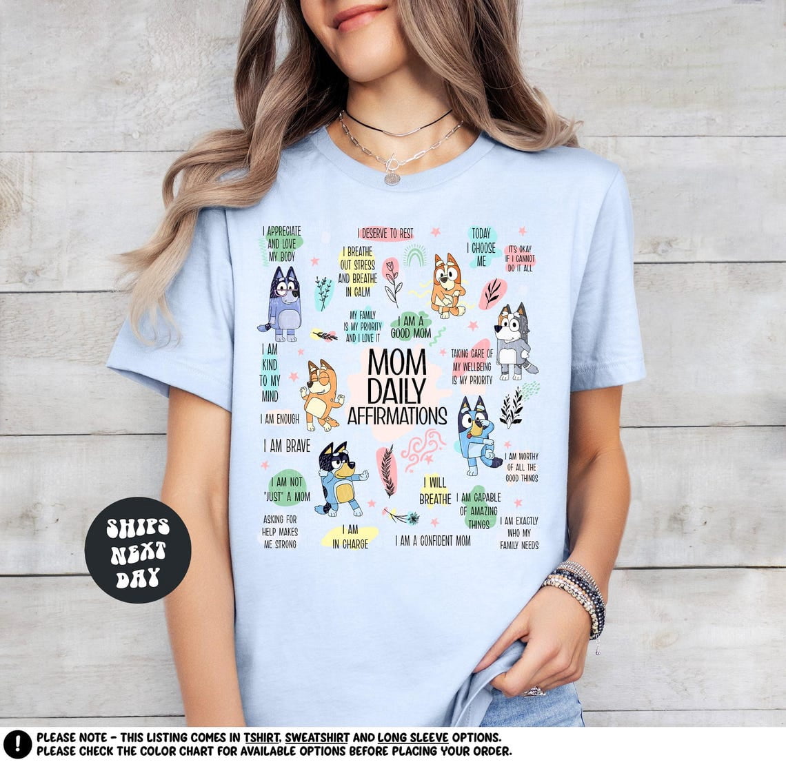 Bluey Blue Dog Mom Shirt Mom Daily Affirmations Shirt Mom Life Shirt ...