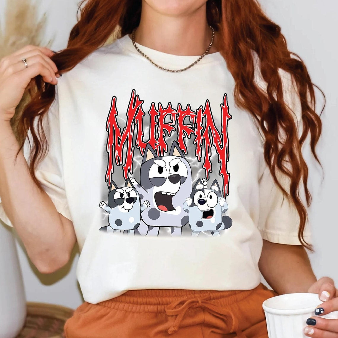 Bluey Blue Dog Muffin Shirt Muffin Metal Emotions Shirt Muffin T-Shirt ...