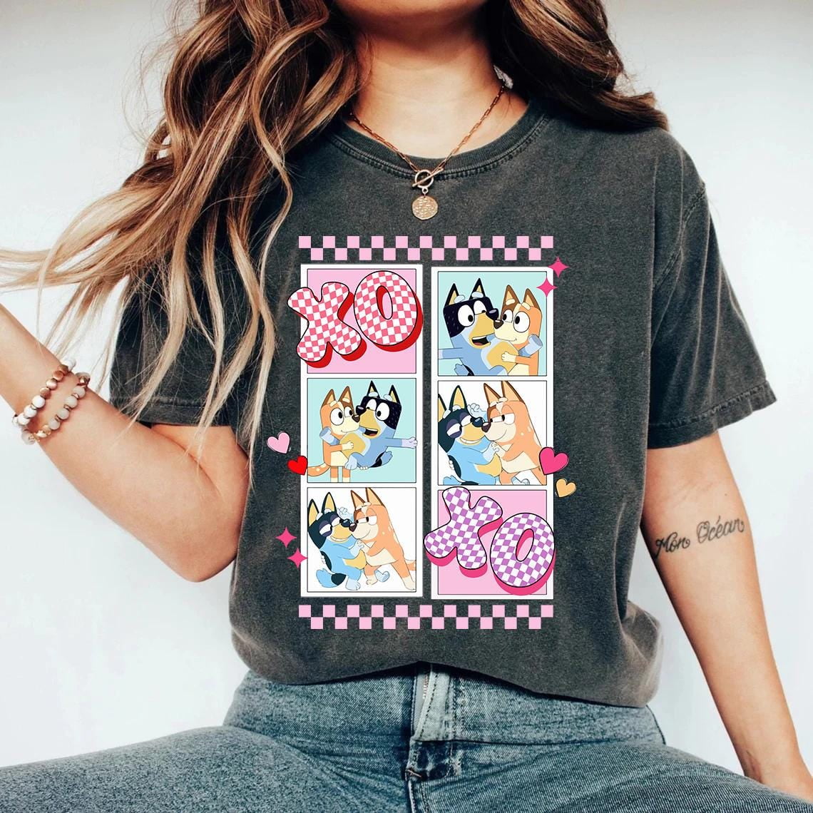 Bluey Blue Dog Xoxo Valentine, Blue & Friends, Unisex S-5XL Hot Trending Shirt, Sweatshirt ...