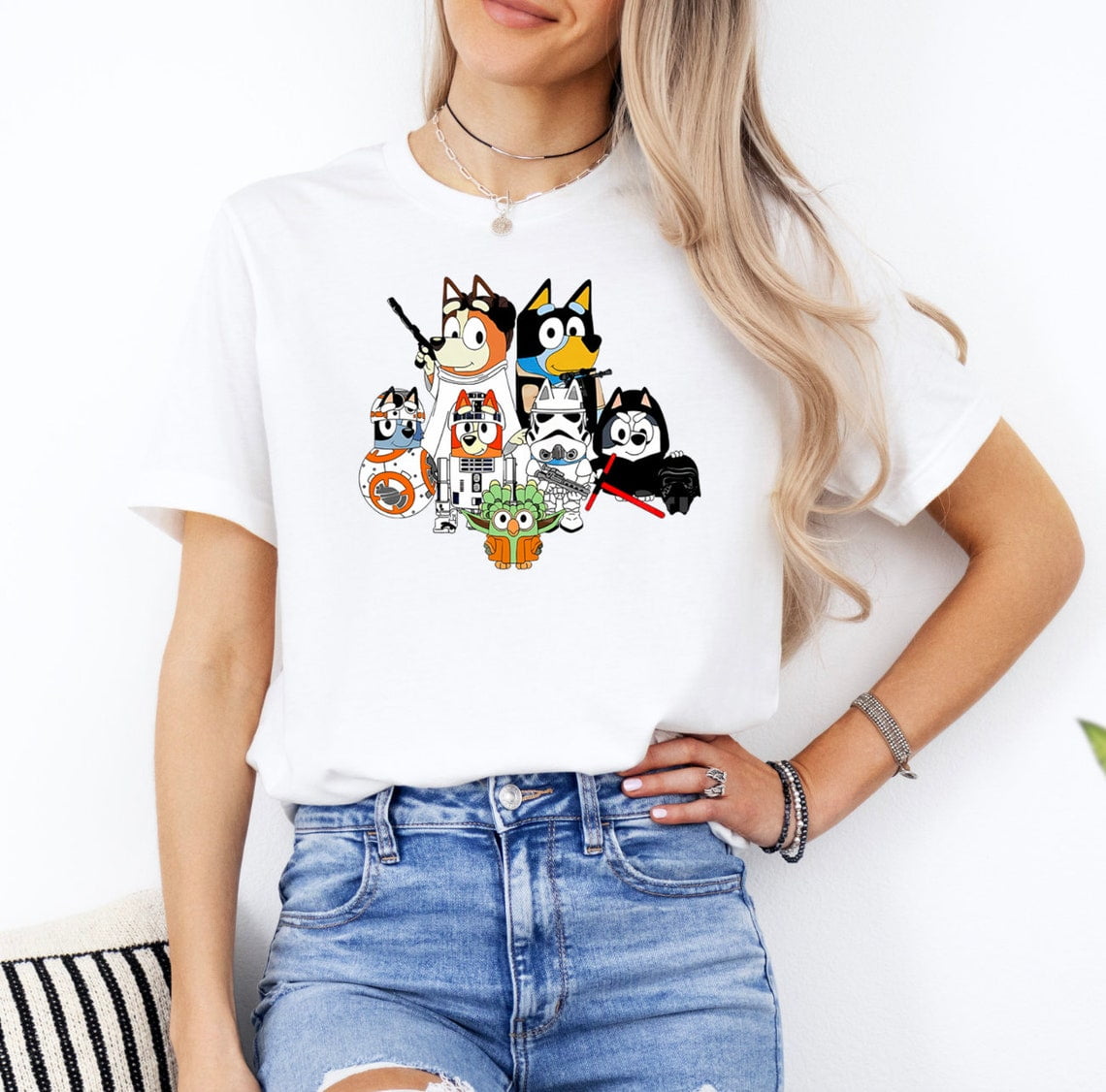 Bluey Blue Star Wars, Blue Dog, Cartoon Character, Unisex S-5XL Hot ...