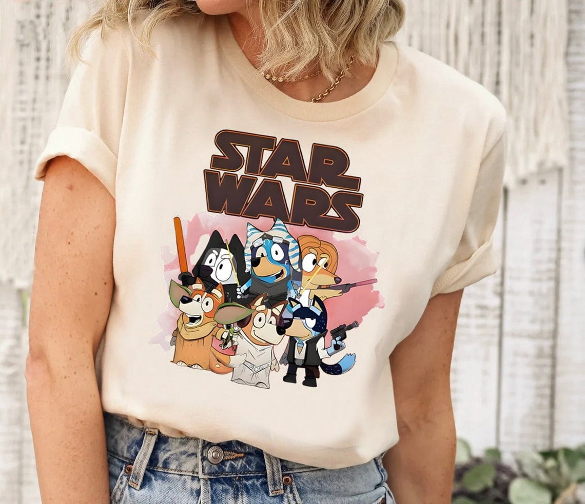 Bluey Blue Star Wars, Disney Blue Dog, Family Shirt, Unisex S-5XL Hot ...