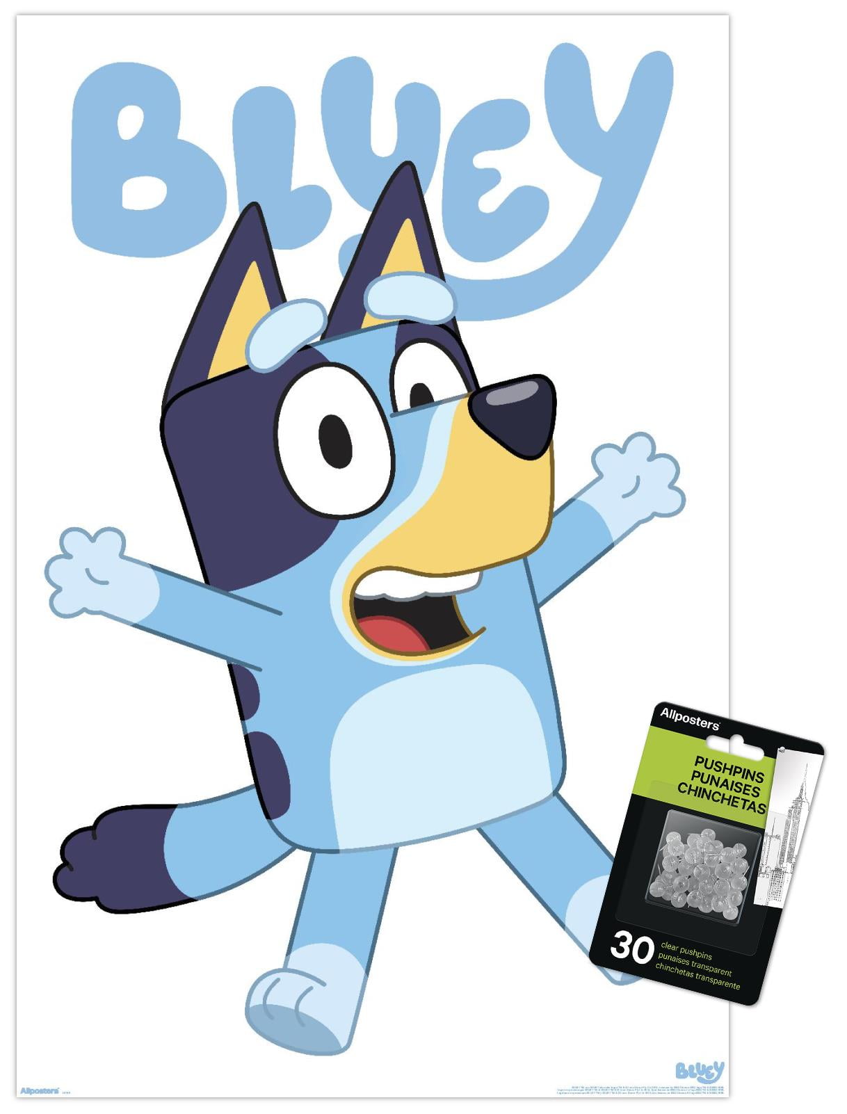 Bluey - Bluey Feature Series Wall Poster with Push Pins, 14.725" x 22. ...