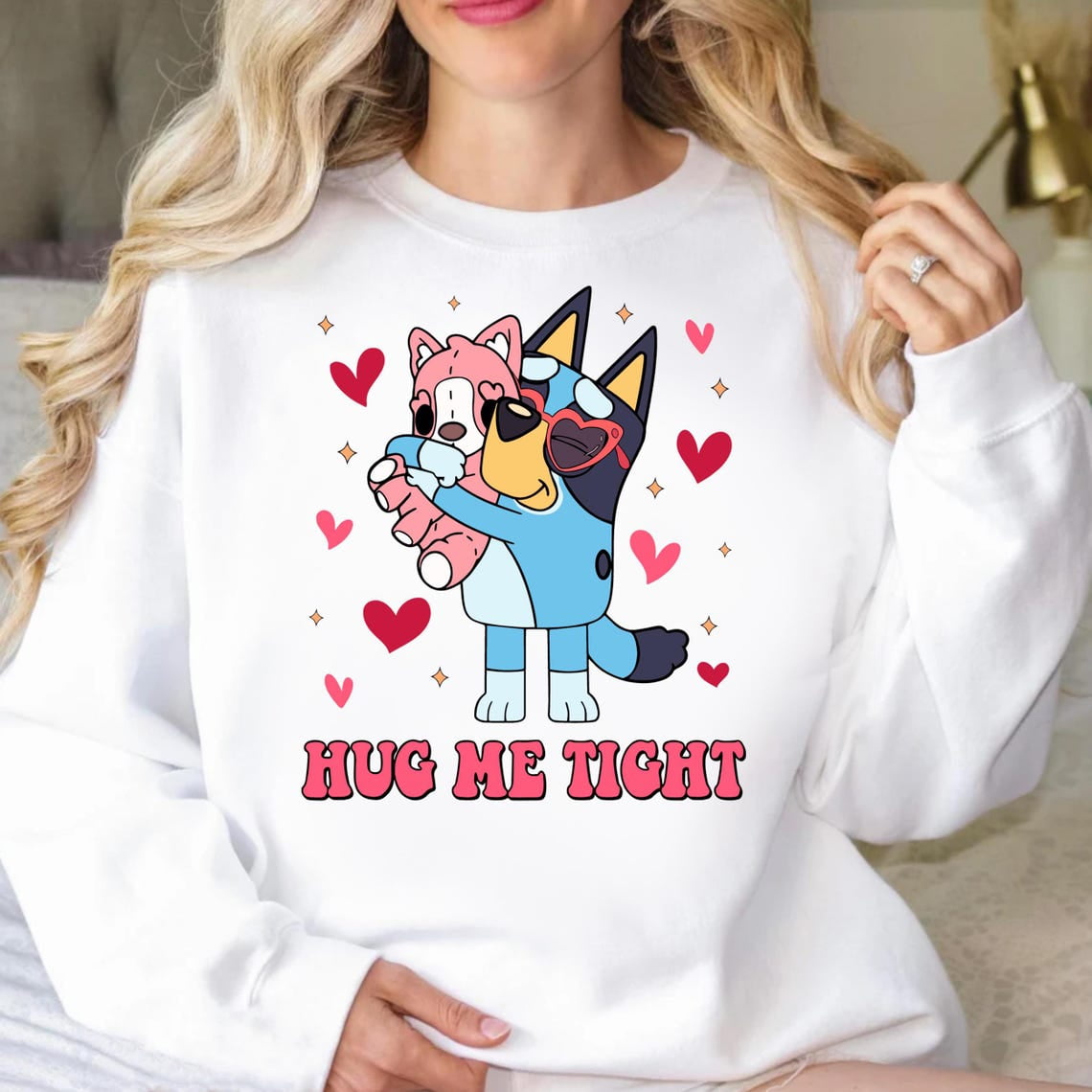 Bluey Bluey Hug Me Tight, Bingo Valentines Shirt, Family Valentine'S Day Shirt, Unisex S-5Xl Hot ...
