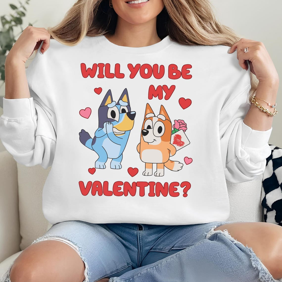 Bluey Bluey Valentine, Bingo Valentine, Family Shirt, Unisex S-5XL Hot ...