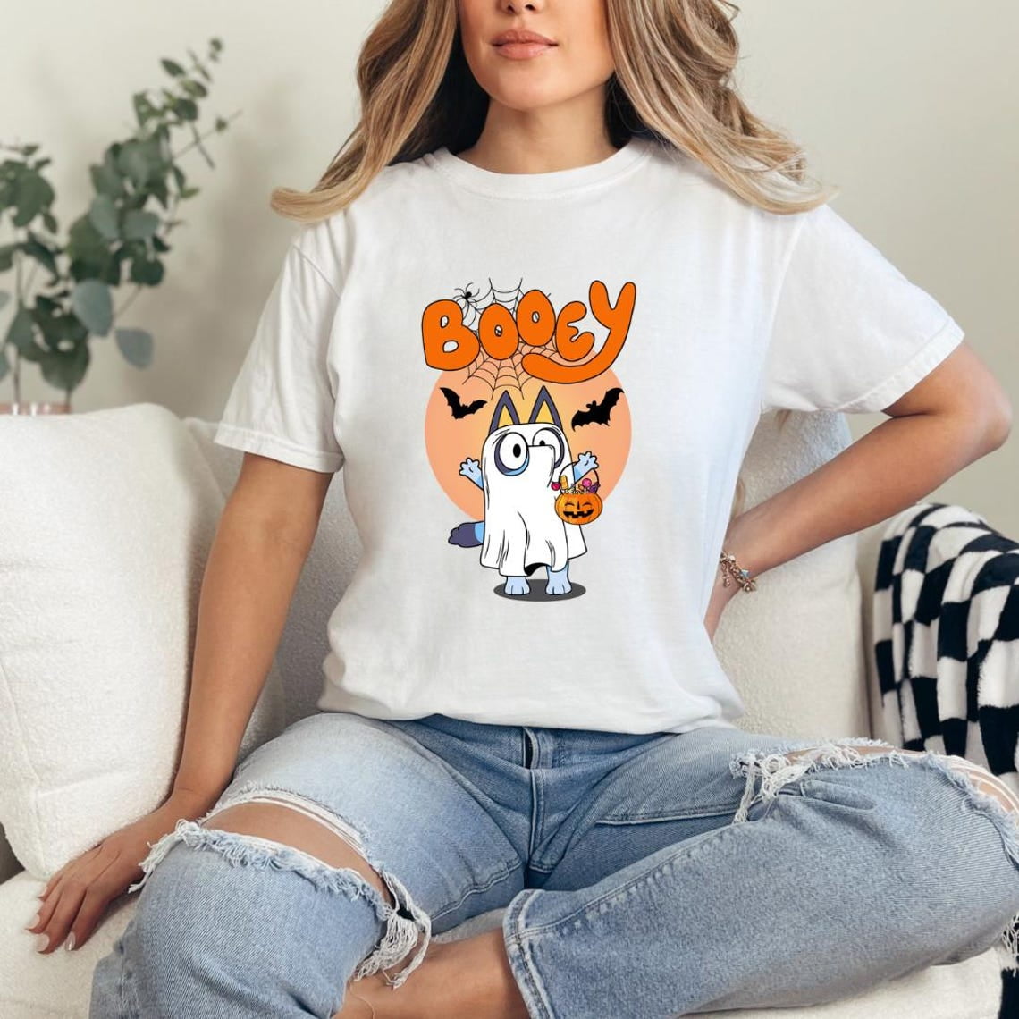 Bluey Booey Halloween Tee, Trick-Or-Treat Family Design, Unisex S-5Xl ...