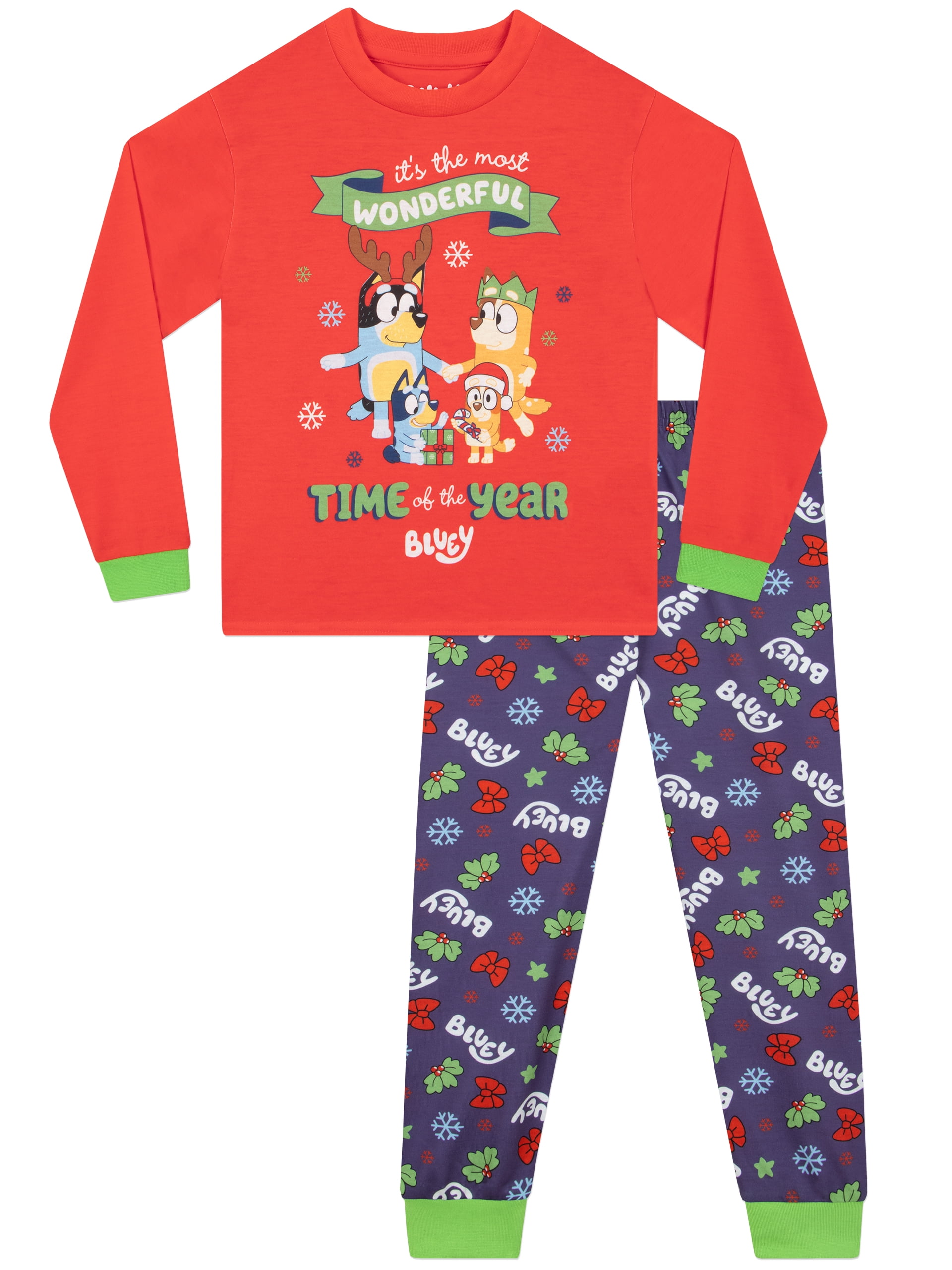Bluey Boys Christmas Pyjamas Red Sizes 2T To 8 - Walmart.com