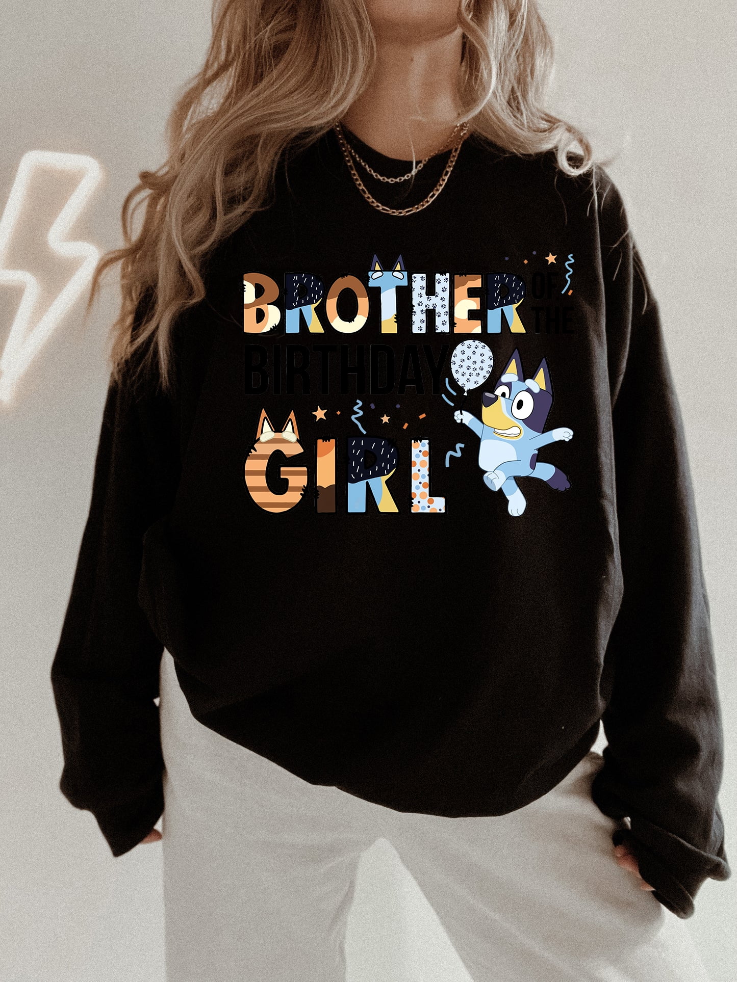 Bluey Brother Of The Birthday Girl Vintage Shirt Crewneck Sweatshirt ...