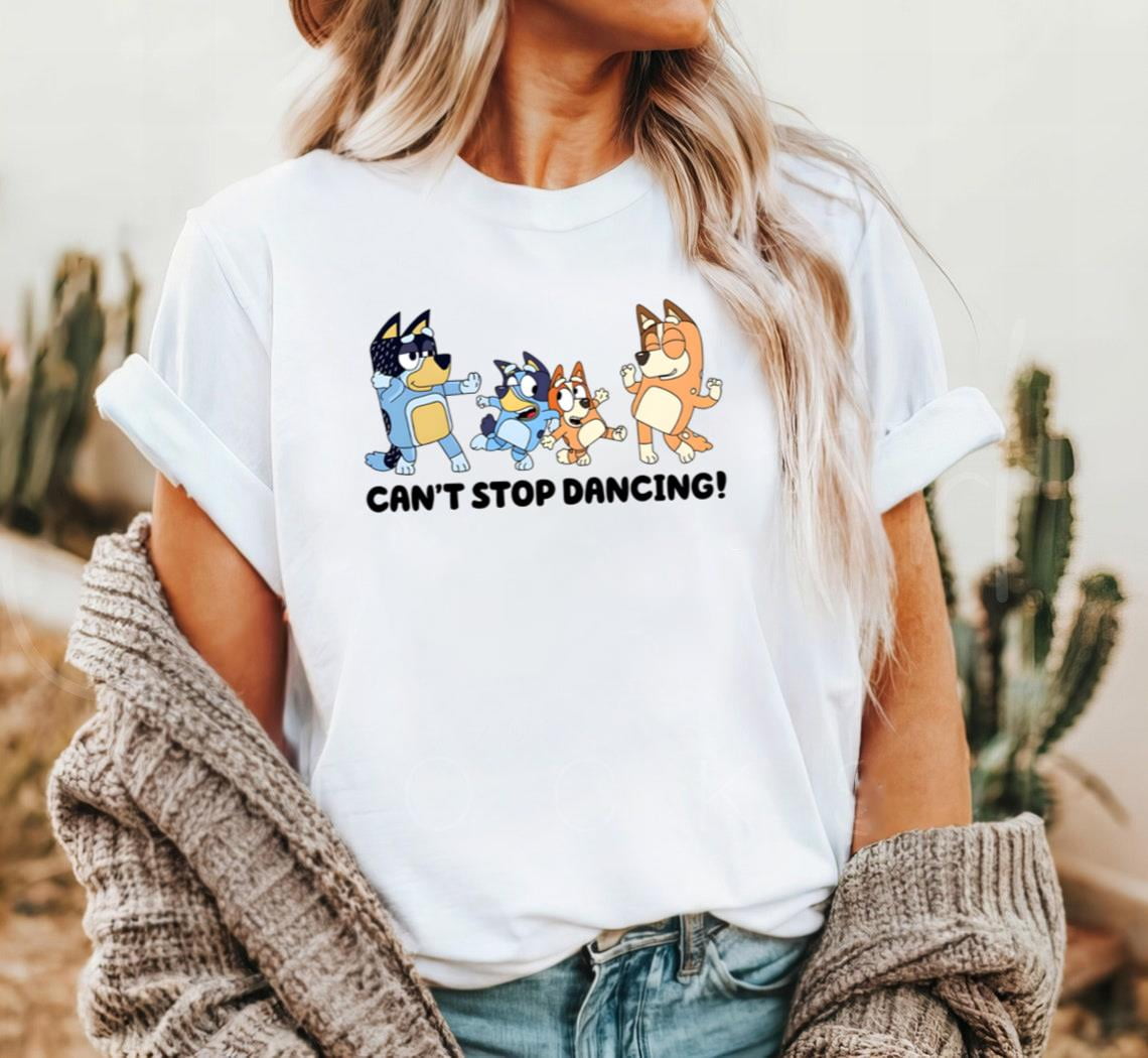 Bluey Can'T Stop Dancing Shirt, Bluey Characters Shirt, Family Party ...
