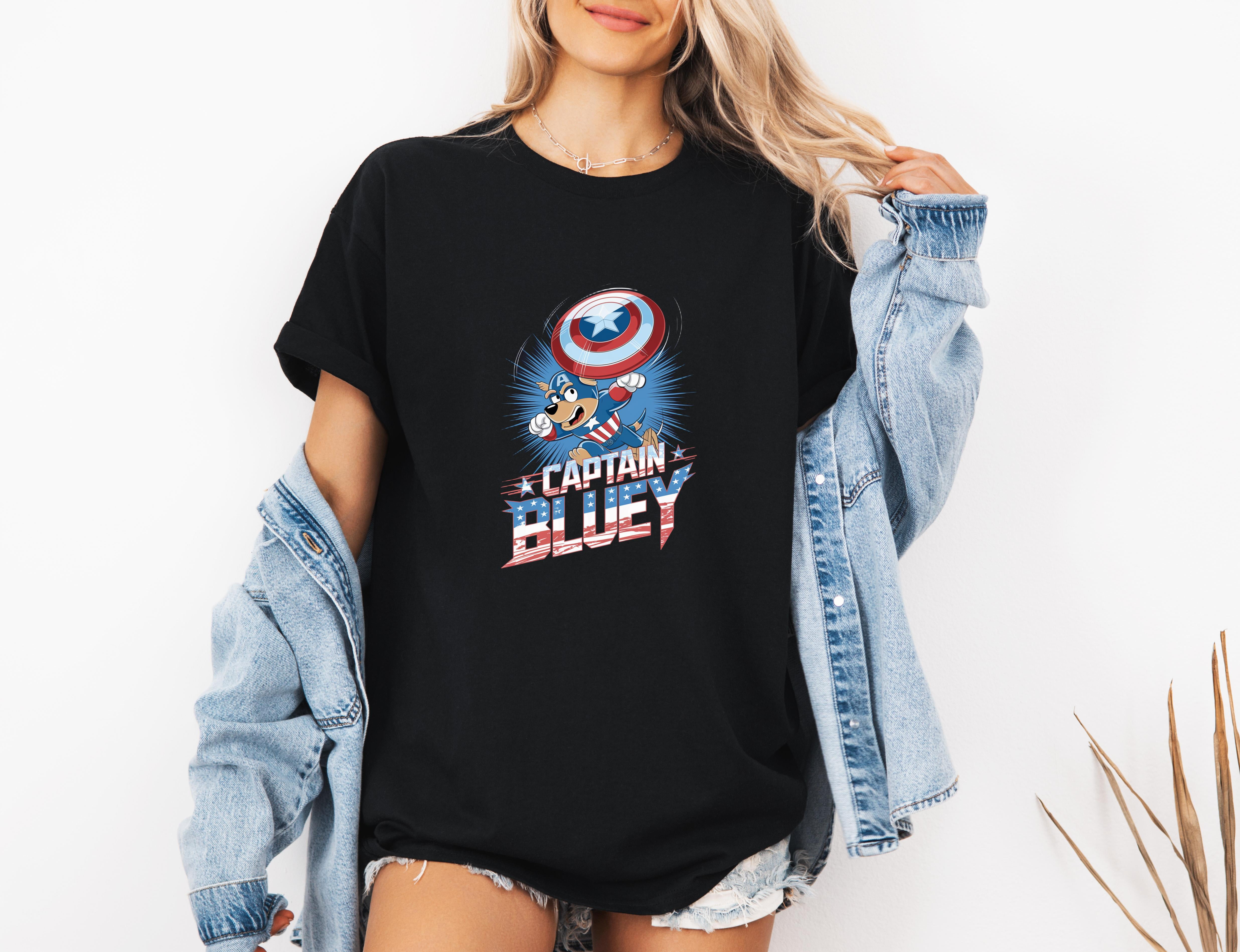 Bluey Captain Bluey T-shirt, Fun Cartoon Design, Unisex S-5XL Shirt ...
