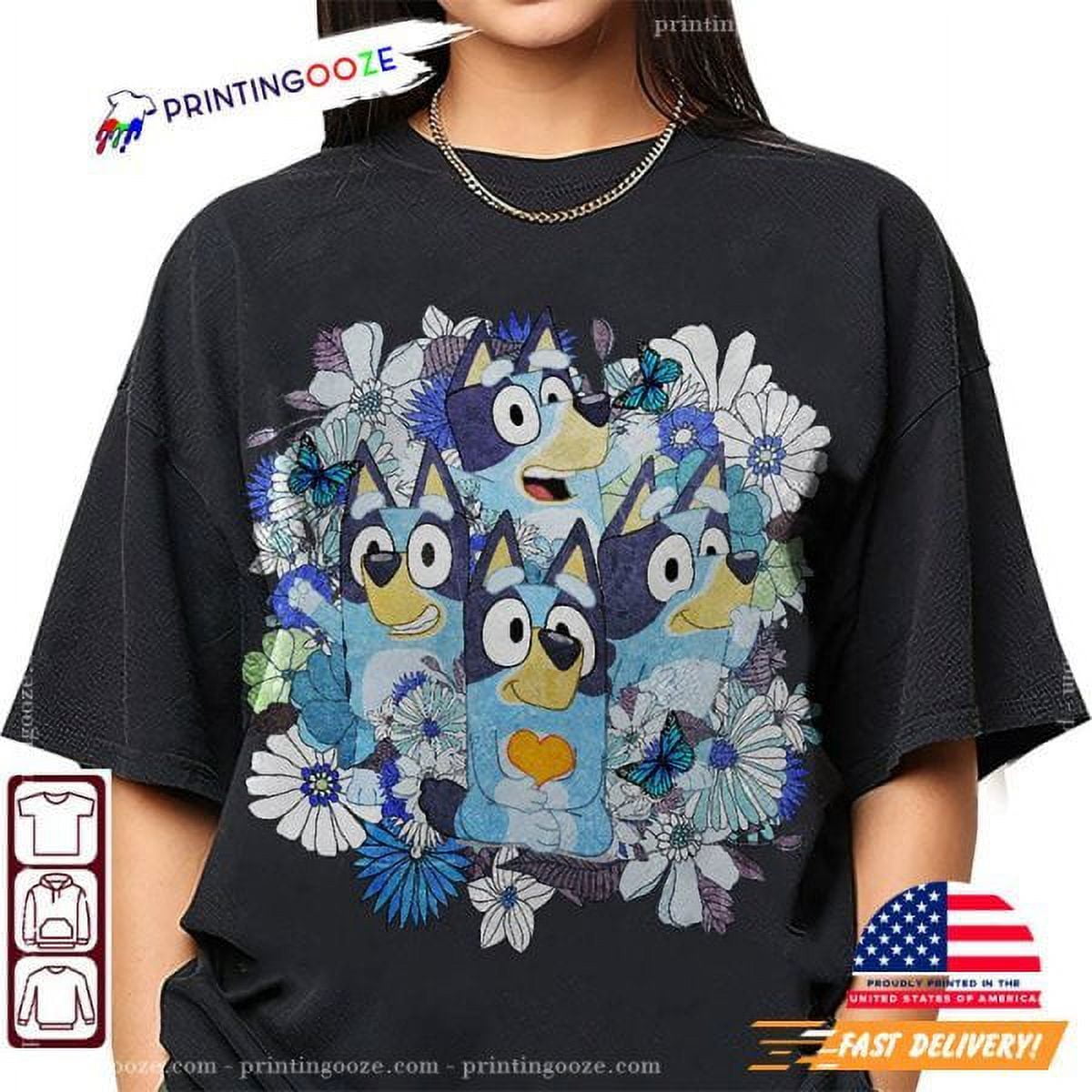 Bluey Cartoon Floral Merch Shirt - Walmart.com