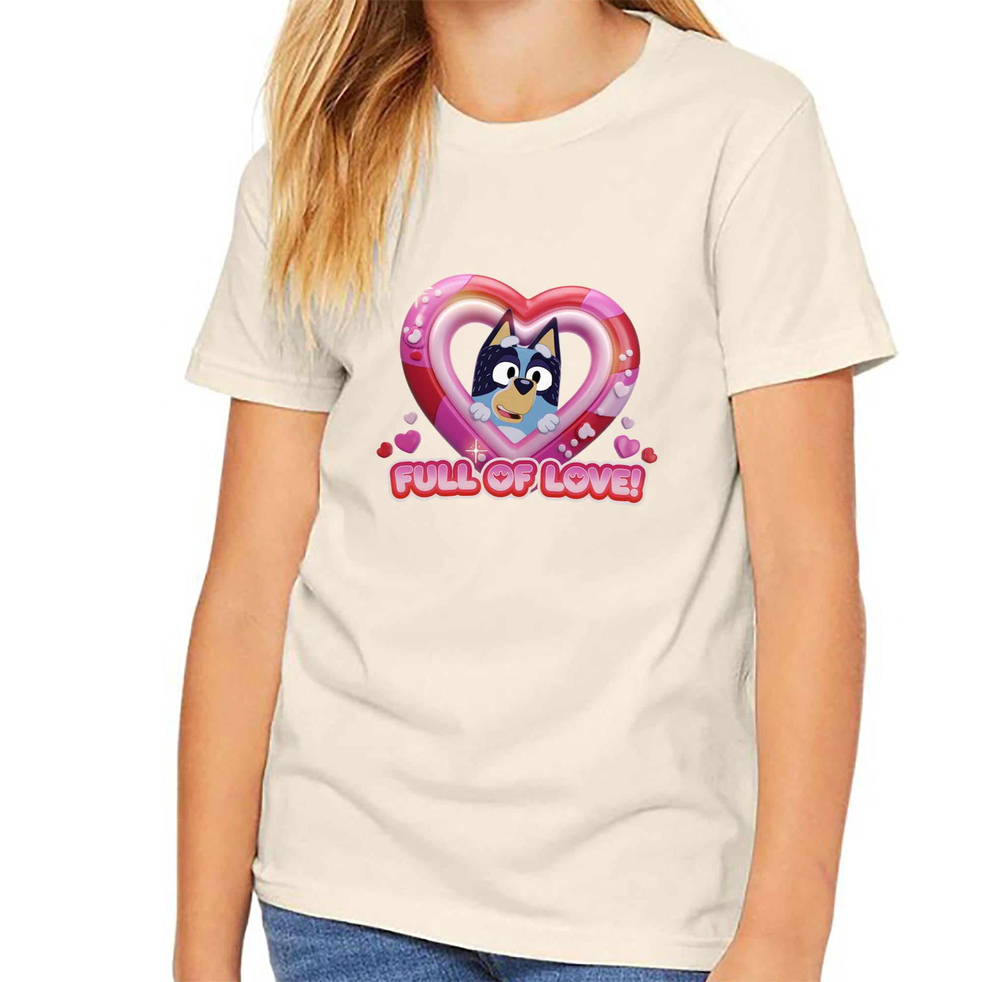 Bluey Cartoon Pup Full Of Joy And Love, Adorable Heart-Themed Design ...